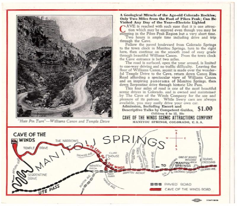 THE WONDERFUL CAVE OF THE WINDS AND WILLIAMS CANON, MANITOU SPRINGS ...